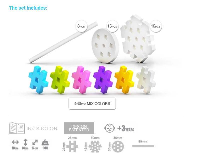 Bloques Meli · Basic Constructor Pastel Travel Box 500 piezas