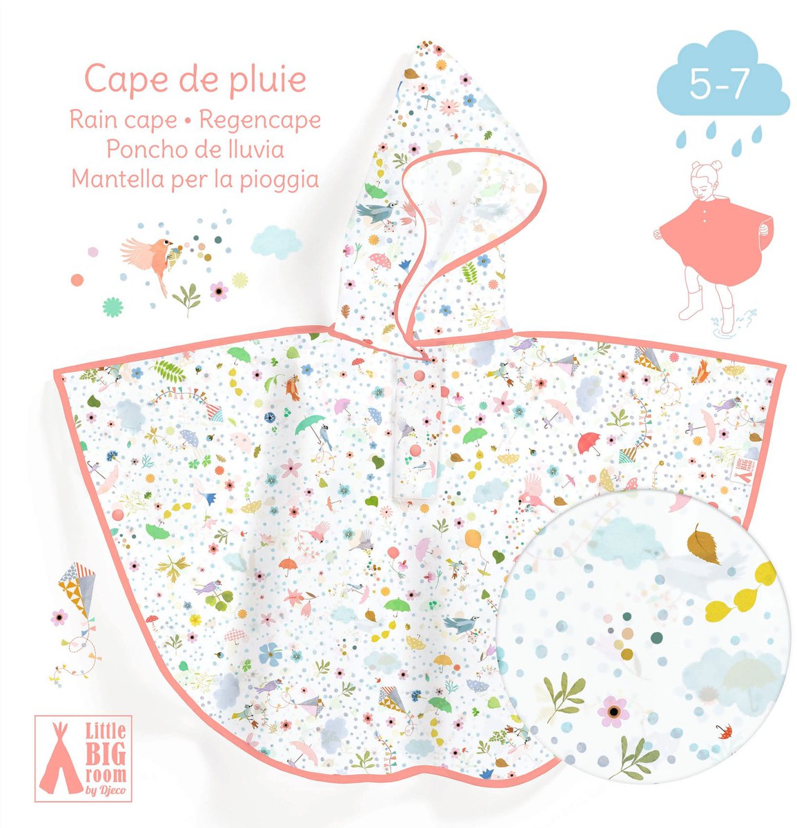 Poncho de Lluvia DJECO · Ligereza S 110-122 cm